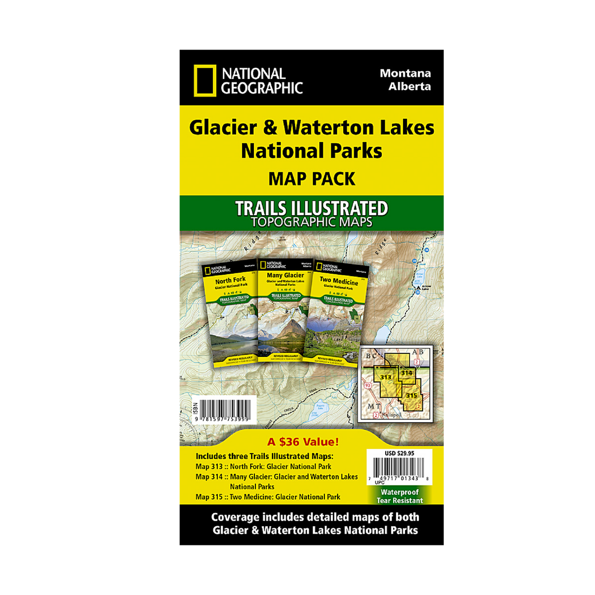 National Geographic Glacier and Waterton Lakes National Parks Map Pack ...